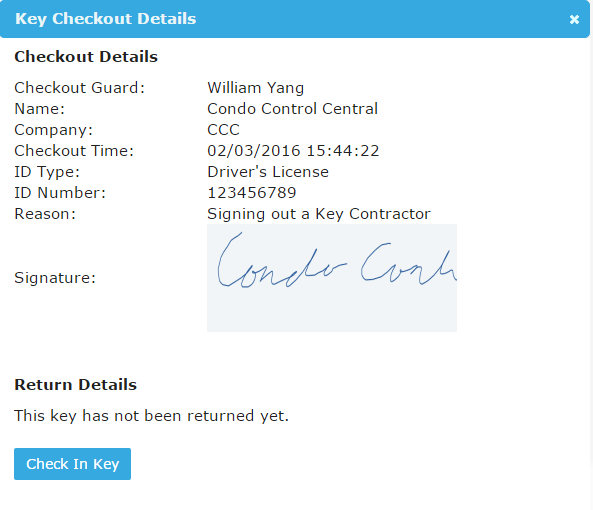 How to check the details of a key checkout – Condo Control - English